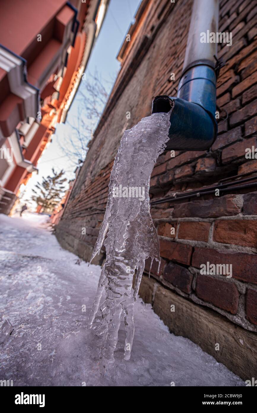 Frozen gutter, Irkutsk, Russia Stock Photo - Alamy