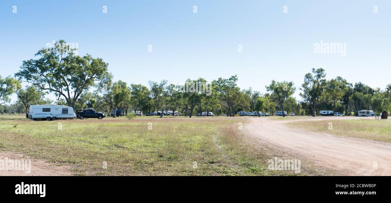 Grey nomad campers at the camp site at Fletcher Creek on the Gregory ...