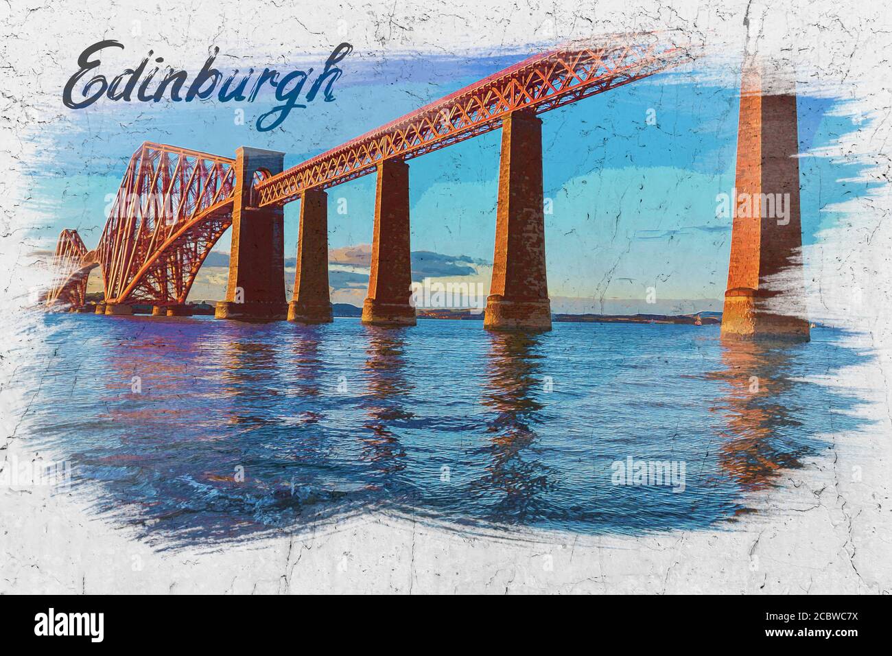 Watercolor of steel railway bridge in Edinburgh, Scotland Stock Photo ...