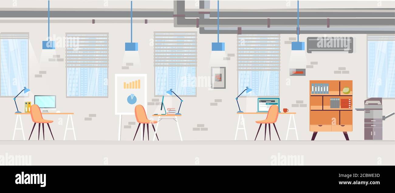 Vector of a modern open space empty office interior Stock Vector Image ...
