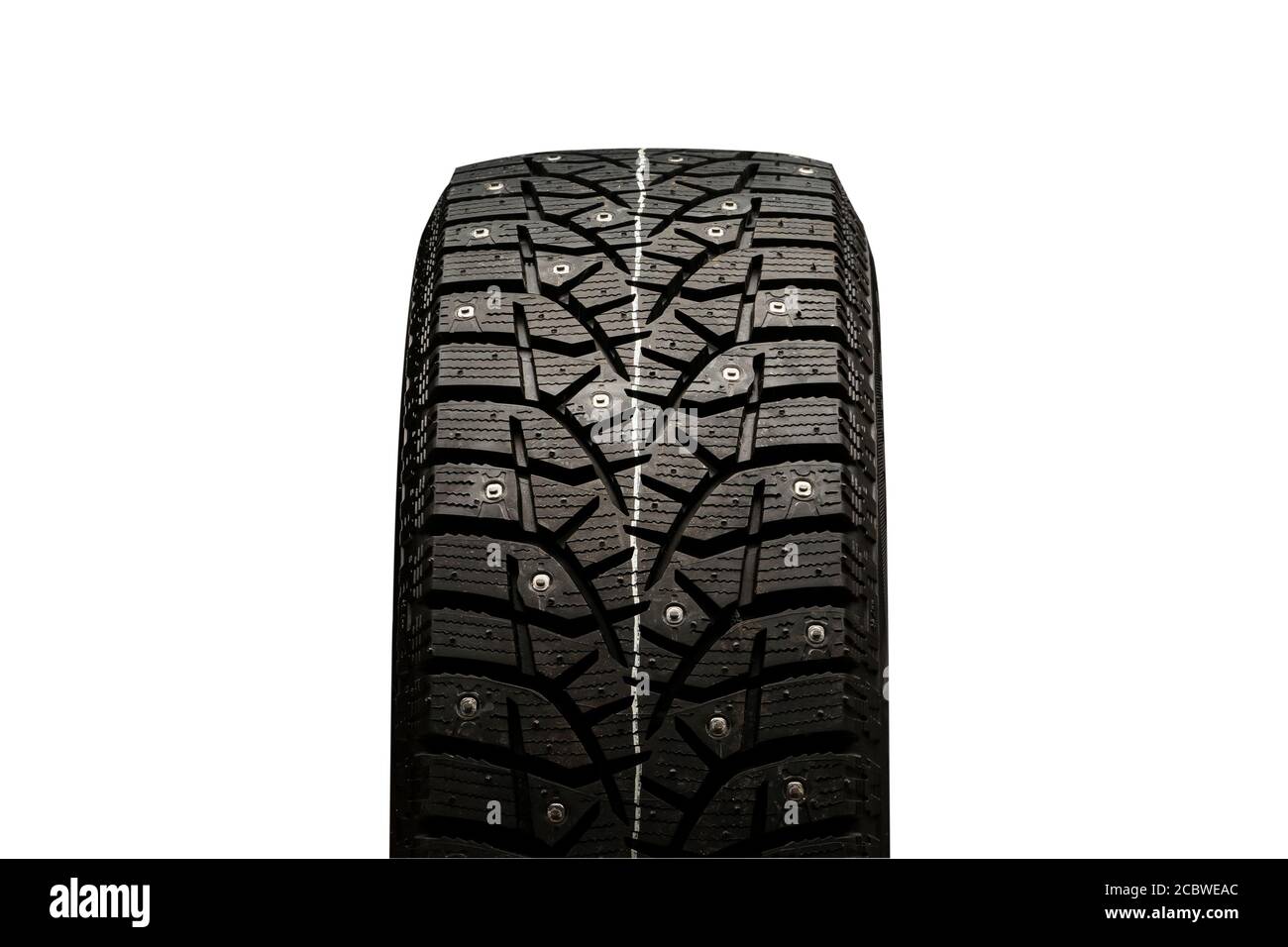 studded winter tire, front view, isolate on a white background Stock ...