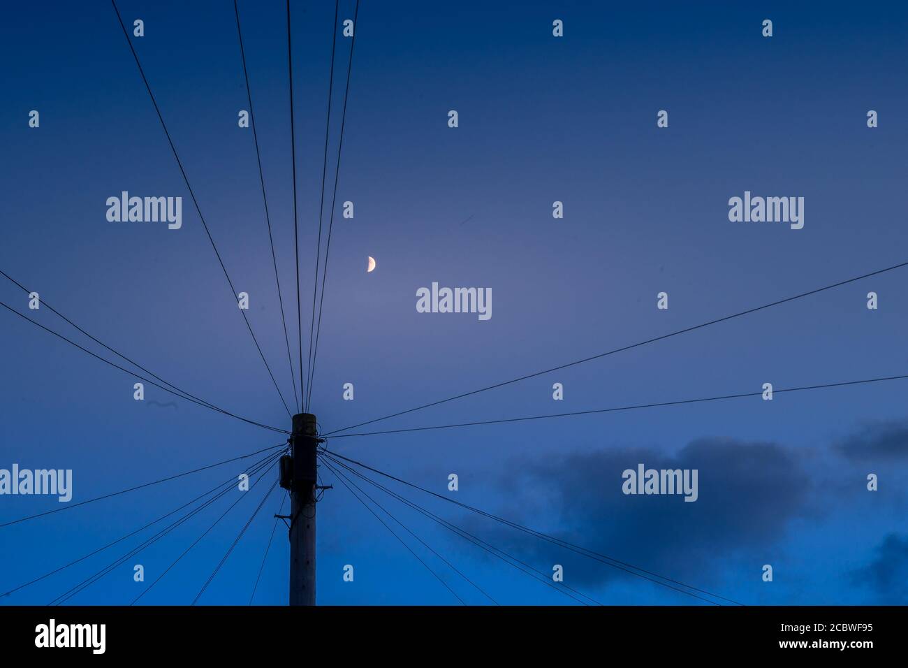 High voltage power lines night hi-res stock photography and images - Alamy