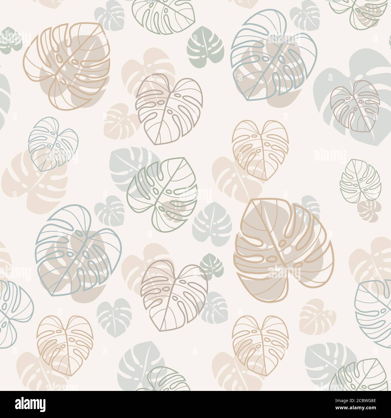 Monstera leaf vector seamless pattern design. Colorful monstera leaves ...