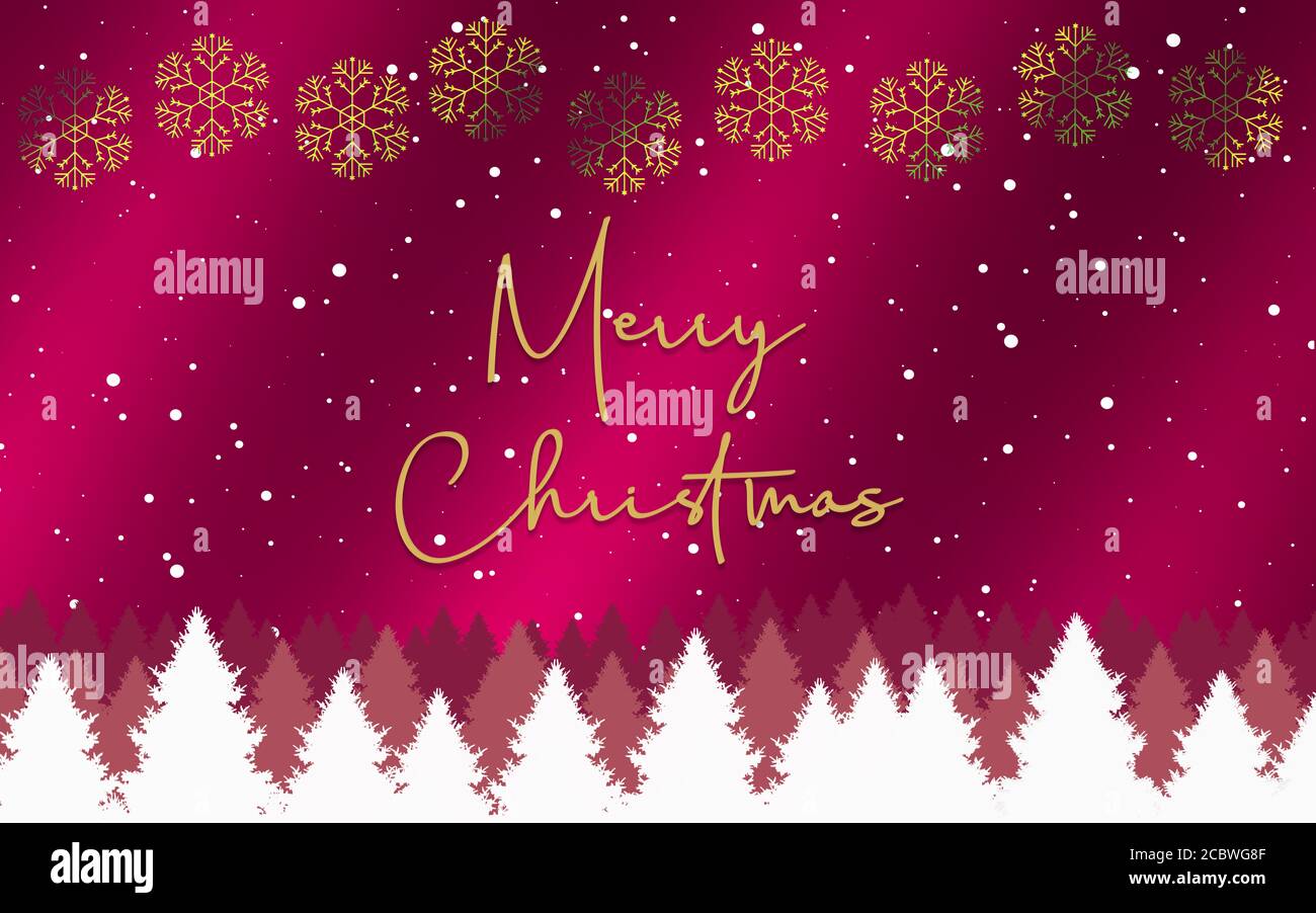 Title: Merry Christmas in gold script on a crimson background with ...