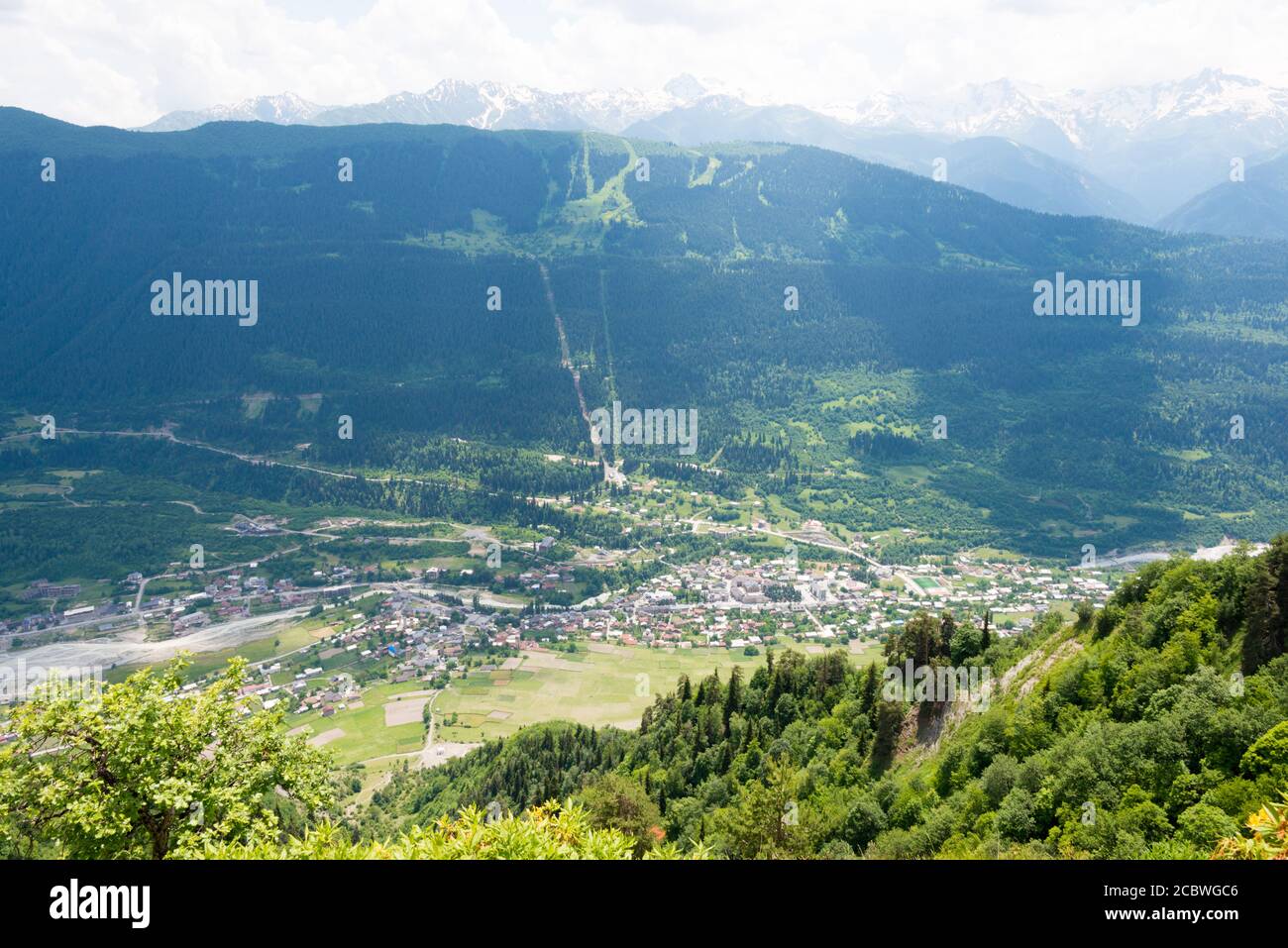 Mestia, Georgia - Mestia town. a famous landscape in Caucasus Mountains ...