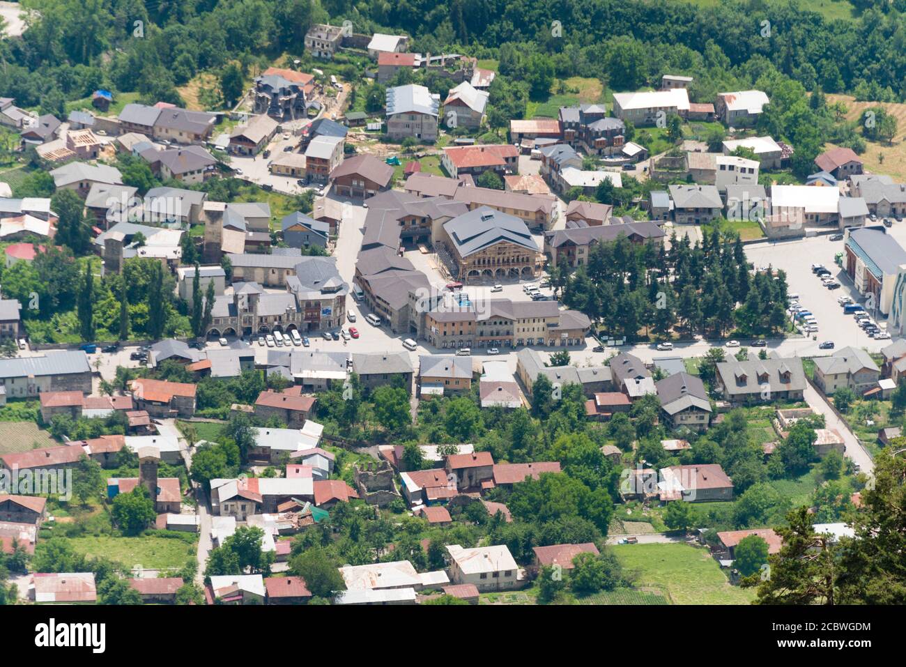Mestia, Georgia - Mestia town. a famous landscape in Caucasus Mountains ...