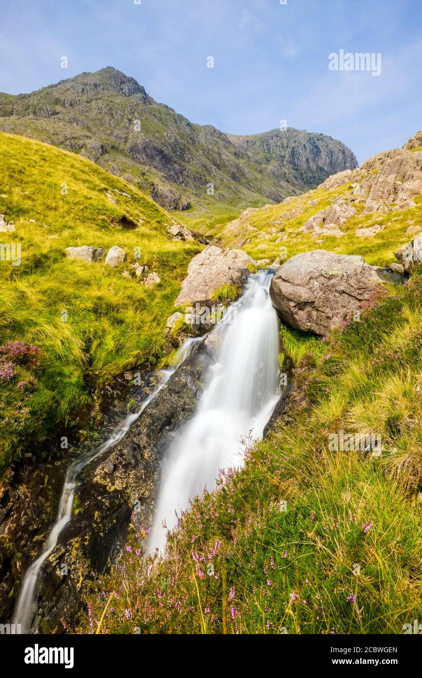 Cam Spout, a waterfall below Scafell, in the Upper Esk Valley, Lake ...