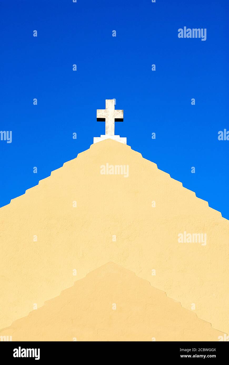 Simple stucco church detail with cross, Bermuda Stock Photo - Alamy