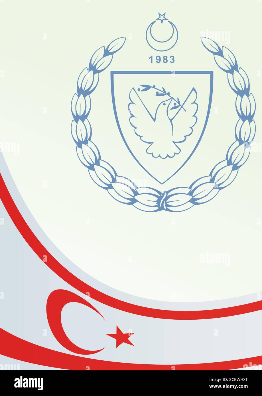 Flag of Northern Cyprus, official document with the flag and the symbol ...