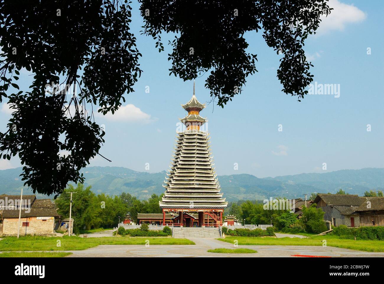 China. Guizhou province. Drum Tower at Rongjiang Stock Photo - Alamy