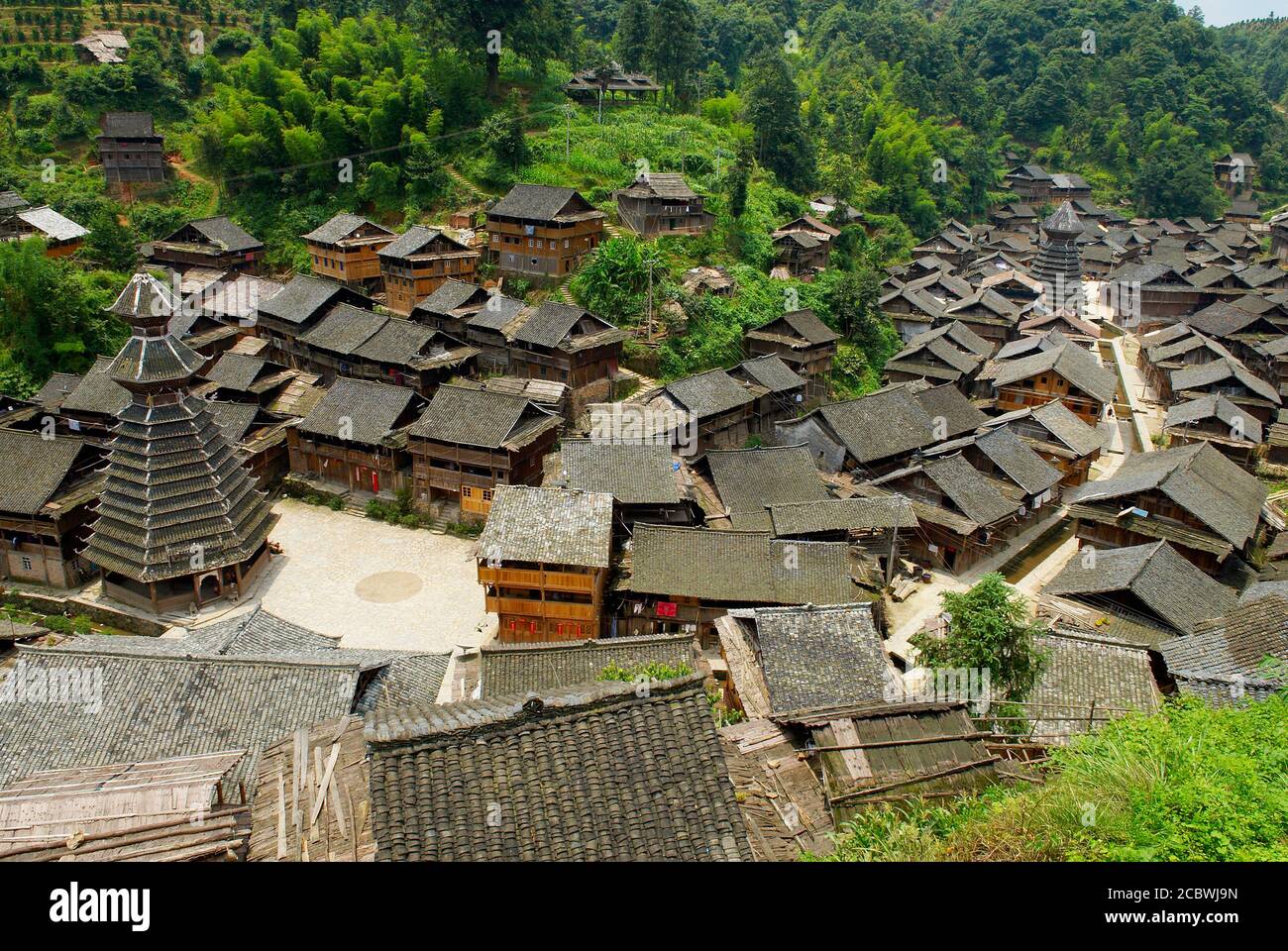 China. Guizhou province. Dong village of Yingtan. Drum Tower Stock ...