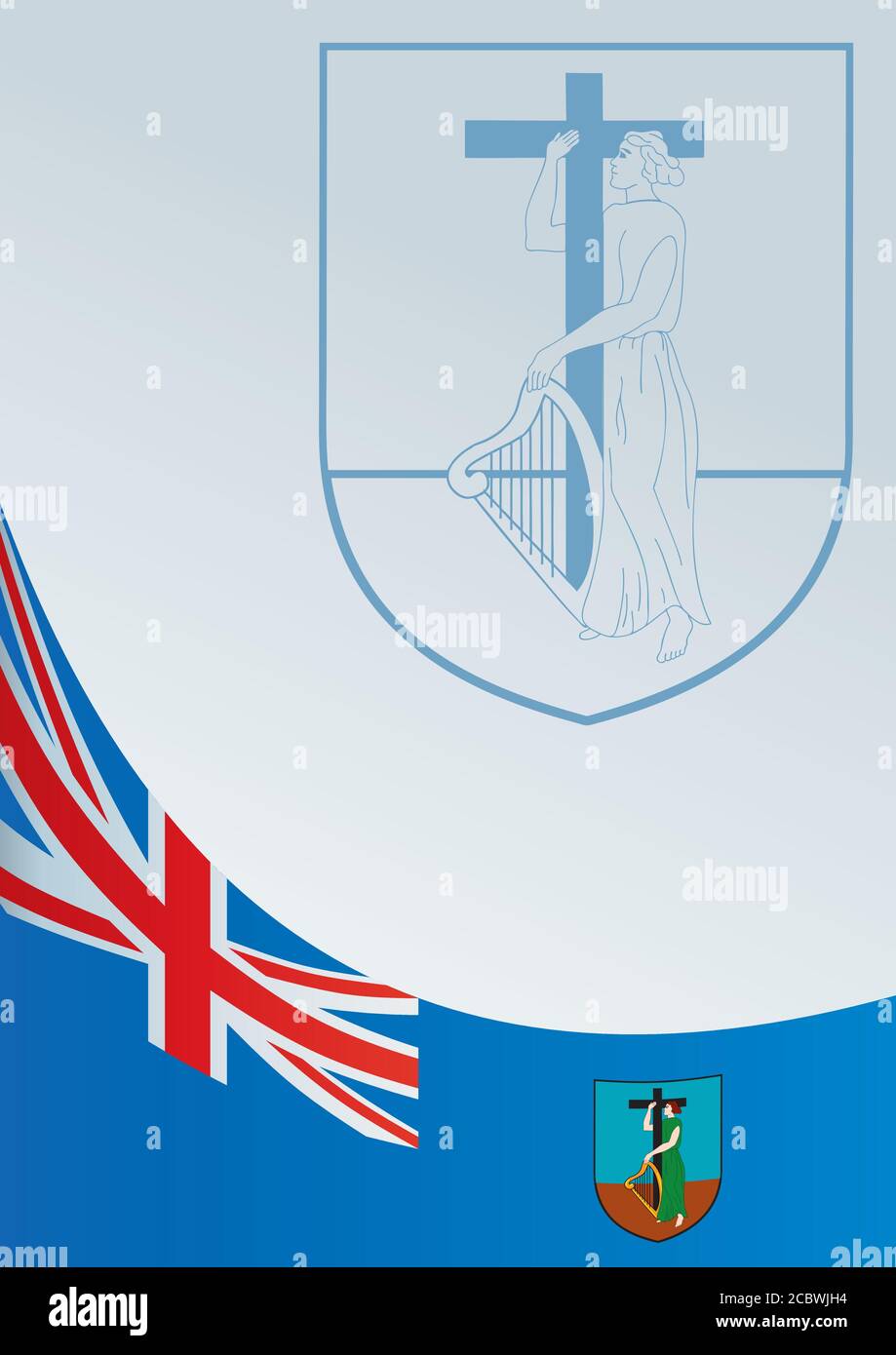 Flag of Montserrat, template for the award, an official document with ...