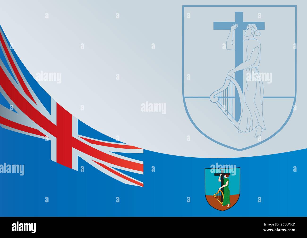 Flag of Montserrat, template for the award, an official document with ...