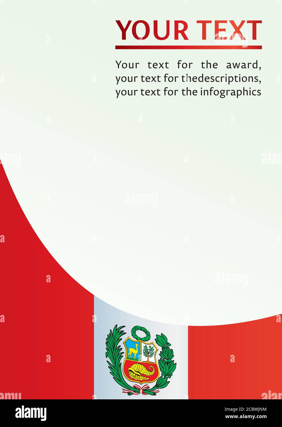 Flag of Peru, template for the award, an official document with the ...