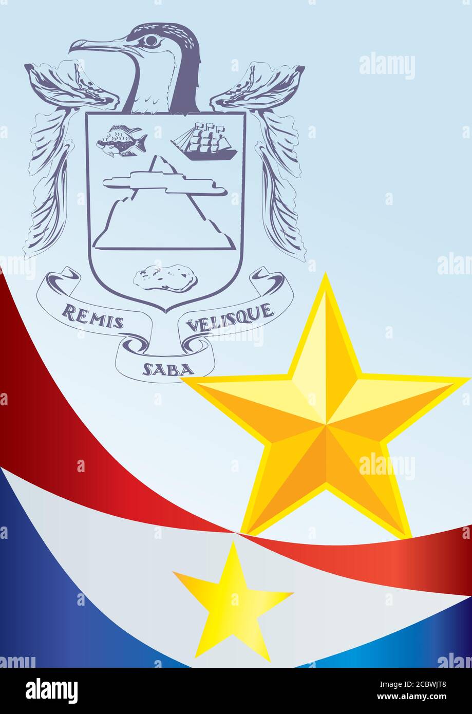 Flag of Saba, Caribbean Netherlands, , template for the award, an ...