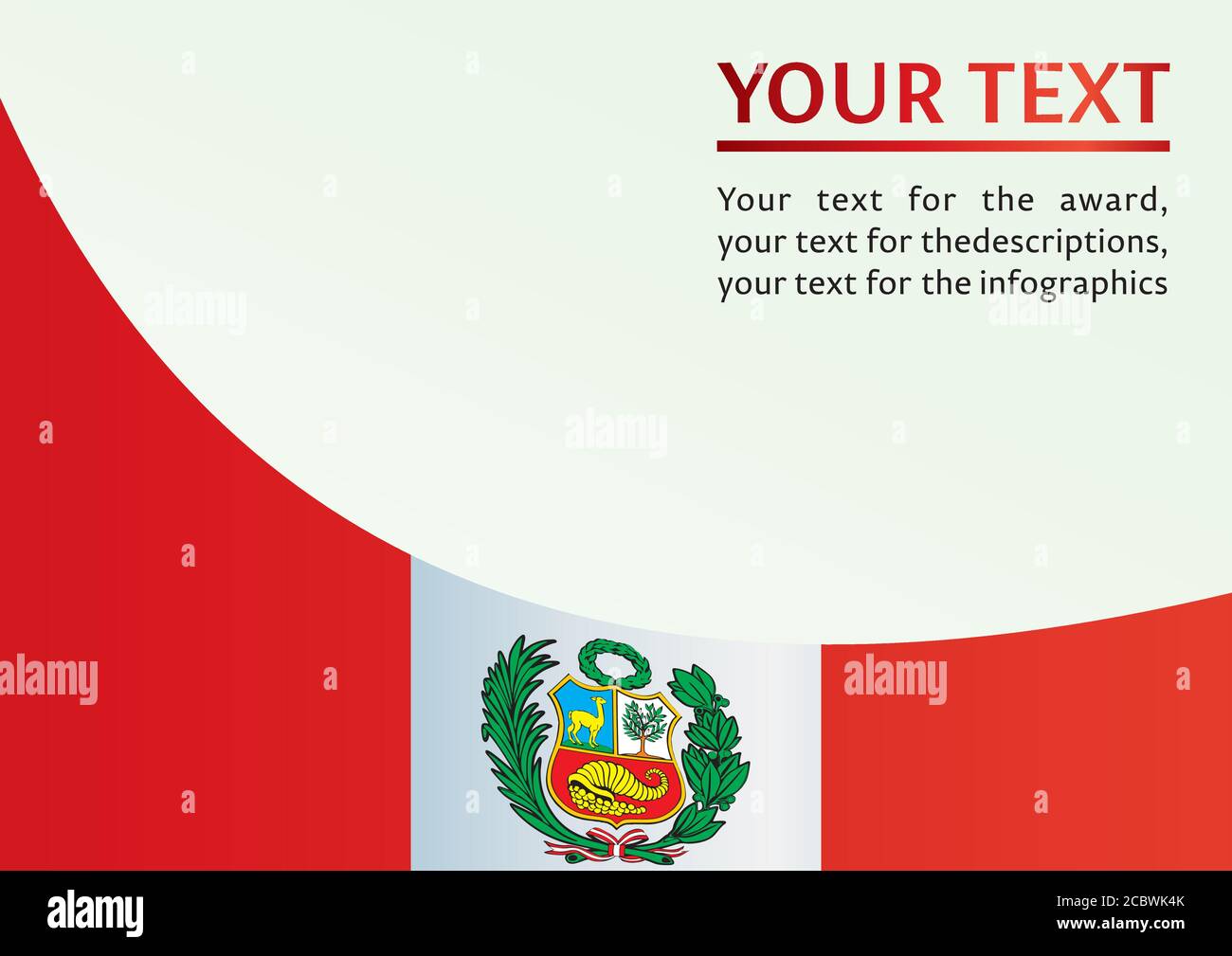 Flag of Peru, template for the award, an official document with the ...