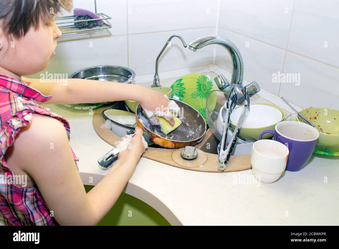 A bunch of dirty dishes in the kitchen Stock Photo - Alamy