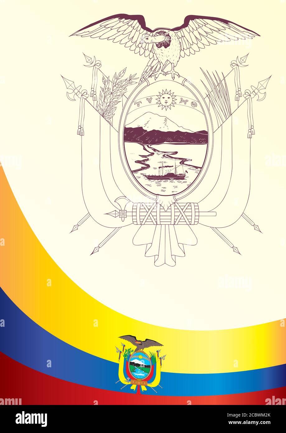 Flag of Ecuador, template for the award, an official document with the ...
