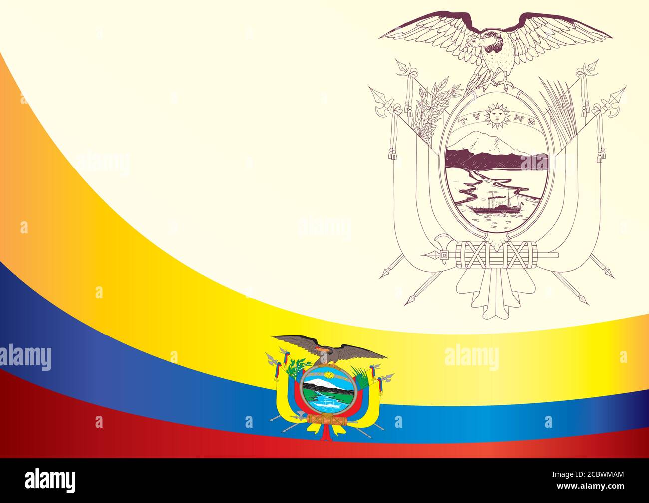 Flag of Ecuador, template for the award, an official document with the ...