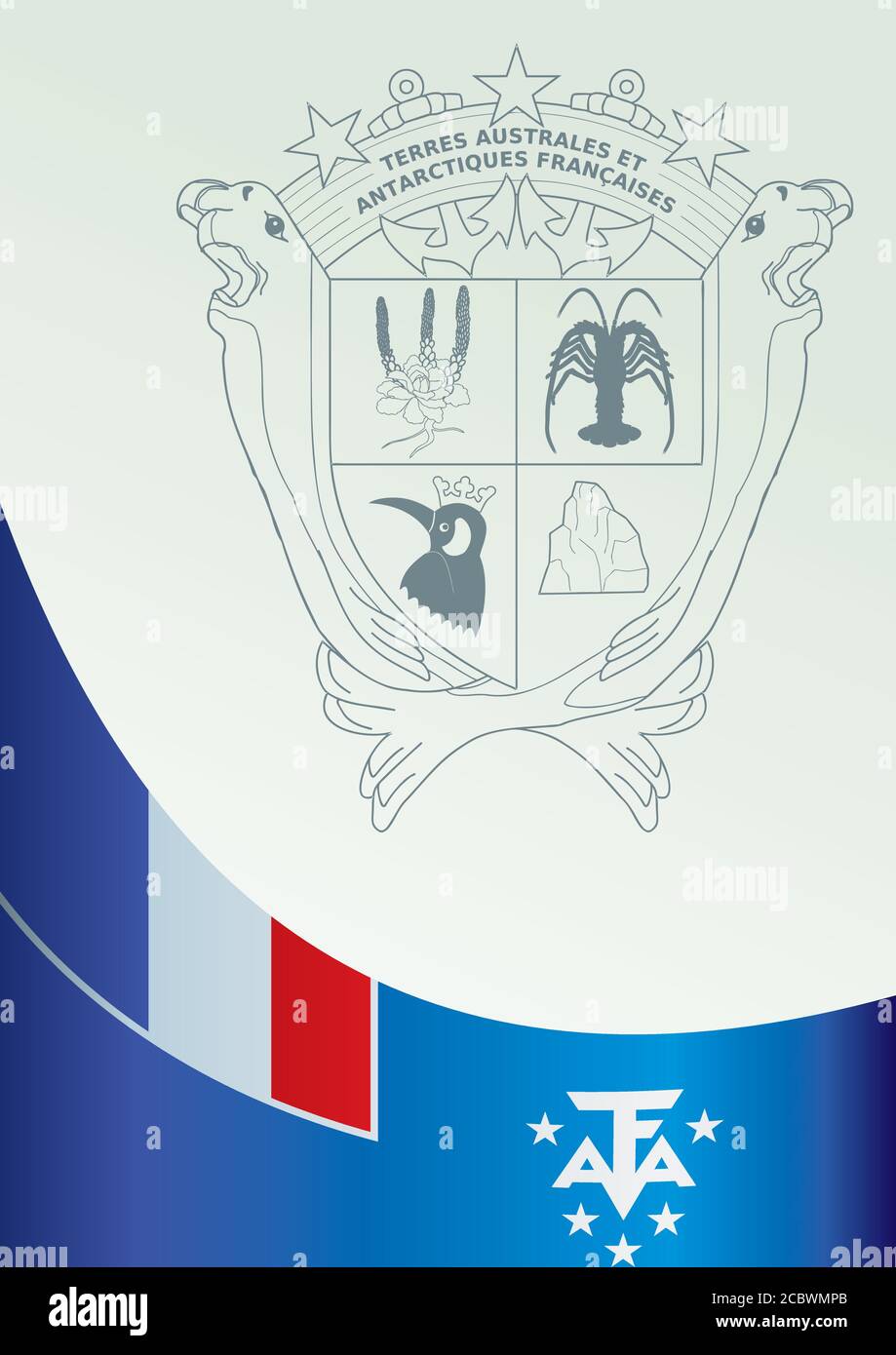 Flag of the French Southern and Antarctic Lands, official document with ...