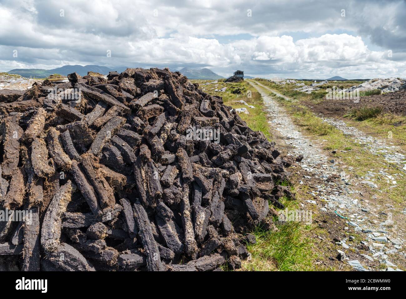 A pile of turf extracted from a peat bog in rural Ireland Stock Photo ...