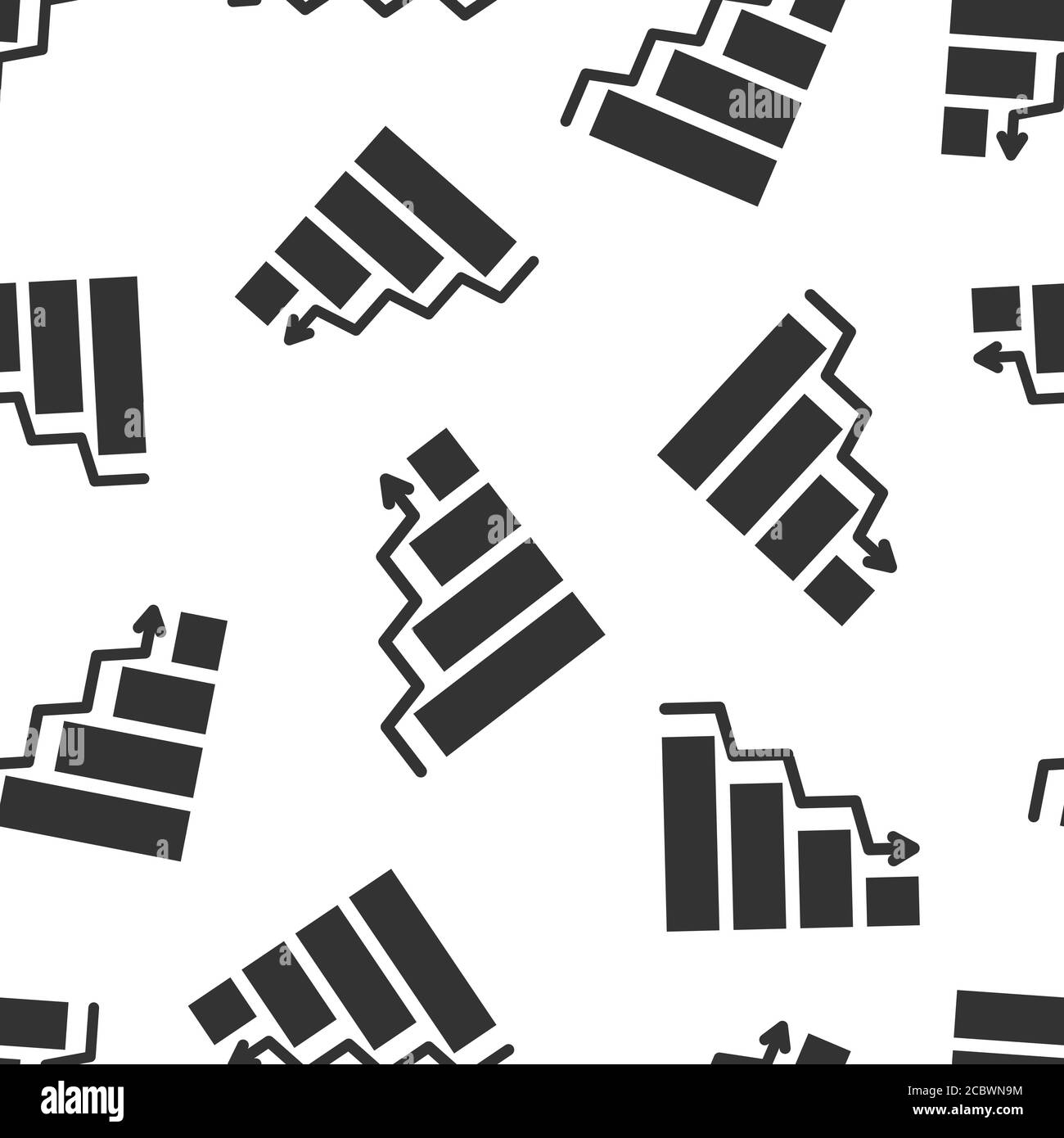 Market trend icon in flat style. Decline arrow with magnifier vector ...