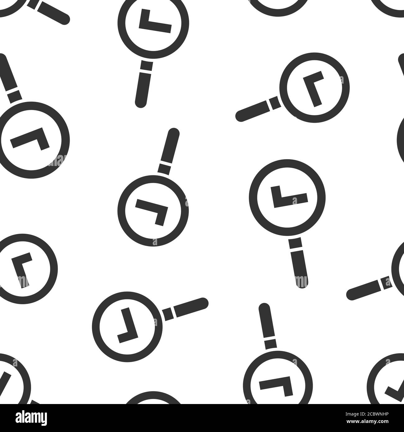 Check mark with magnifying glass icon in flat style. Loupe accept vector illustration on white ...