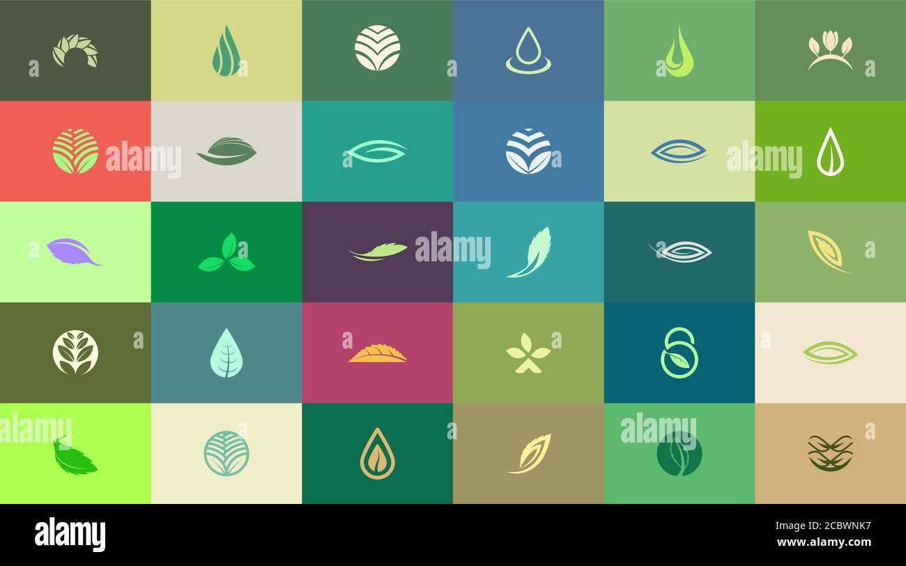 30 Abstract and creative natural themed logo design templates Stock ...