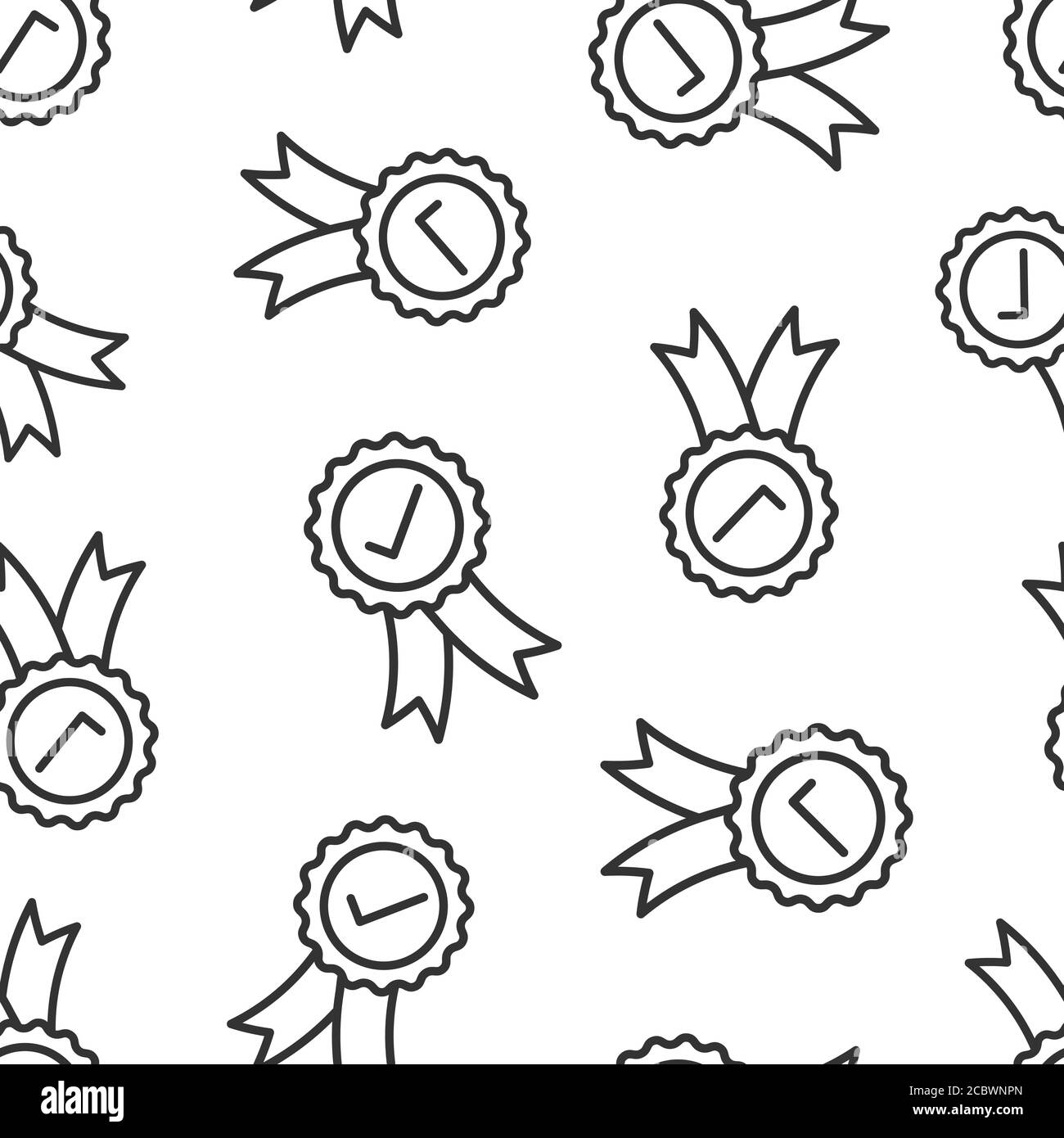 Winner with check mark icon in flat style. Rosette award vector ...