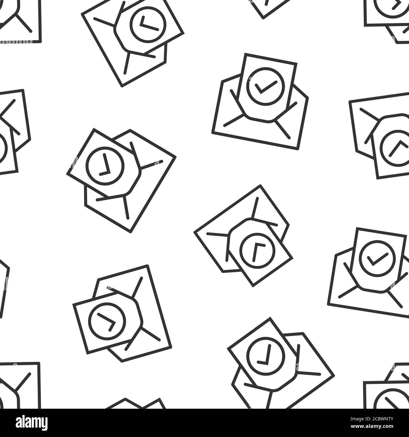 Envelope with confirmed document icon in flat style. Verify vector ...