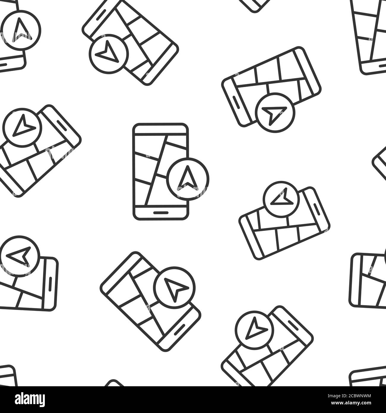 Smartphone map icon in flat style. Mobile phone gps navigation vector ...