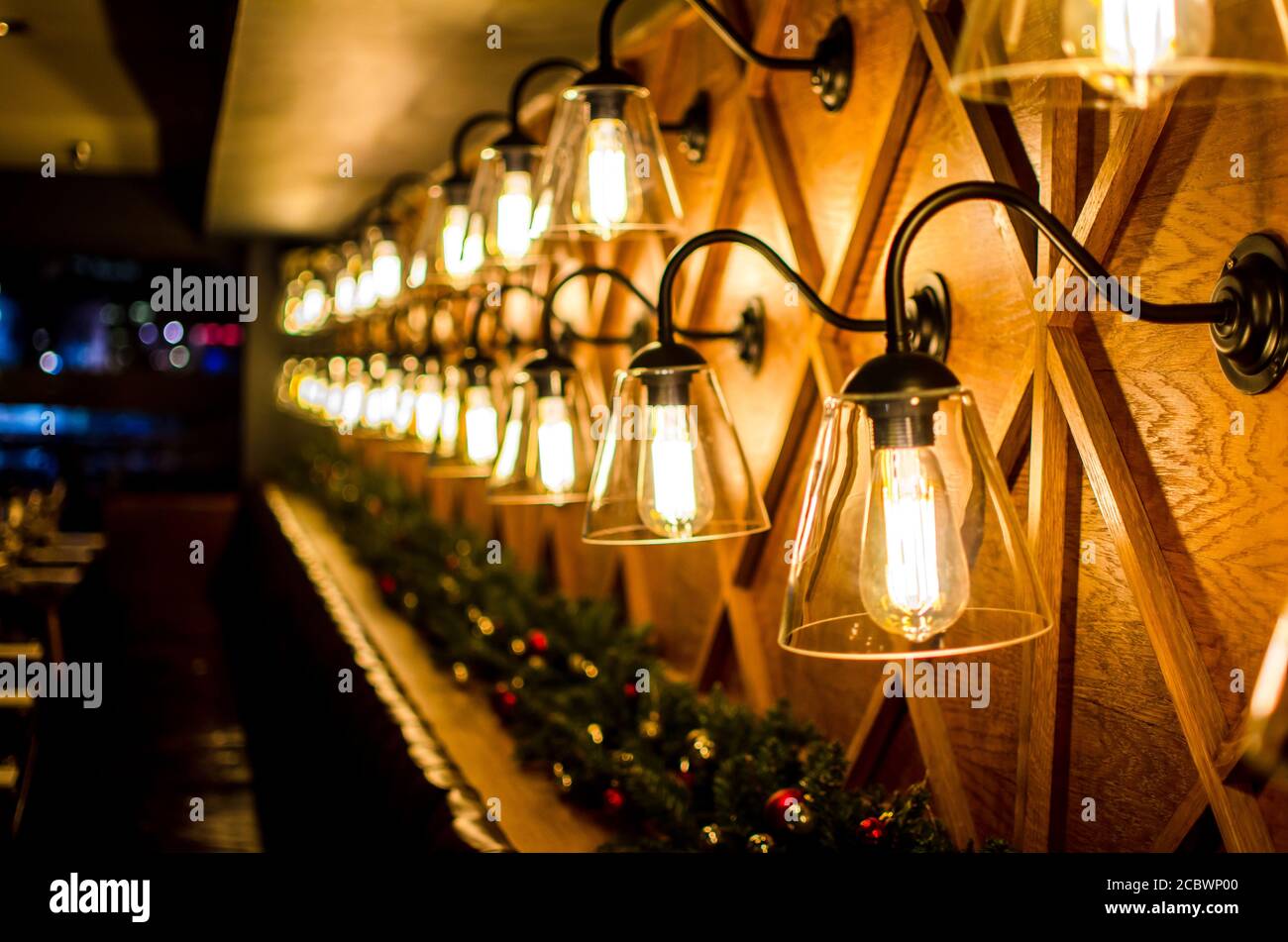 Restaurant Festive Lighting Stock Photo - Alamy
