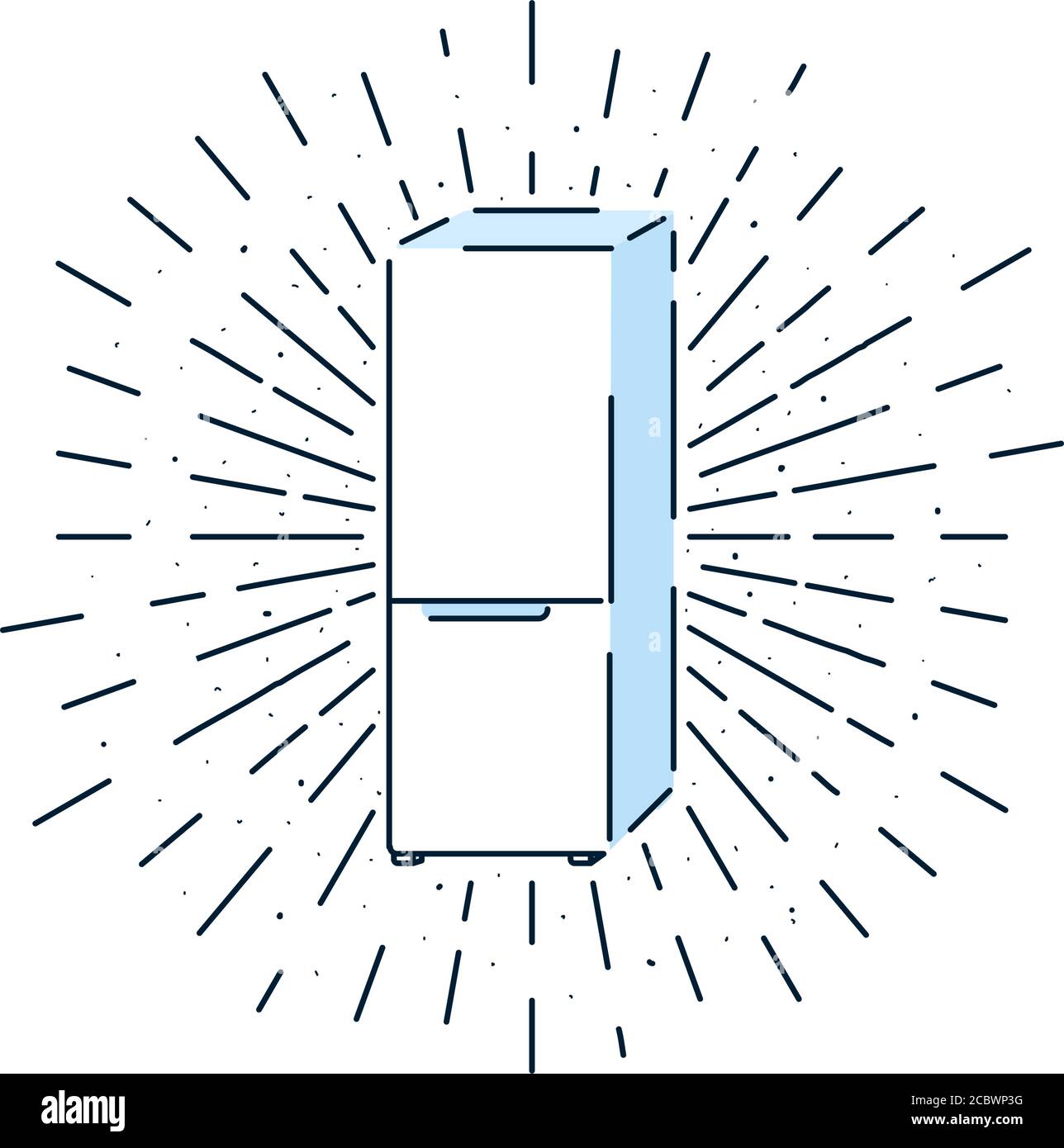 Refrigerator with sun rays vintage vector illustration Stock Vector ...