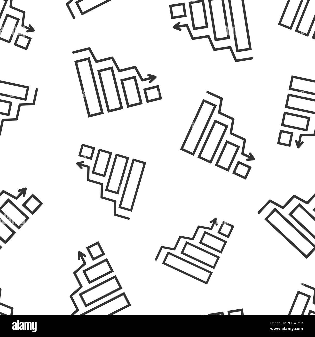 Market trend icon in flat style. Decline arrow with magnifier vector illustration on white ...