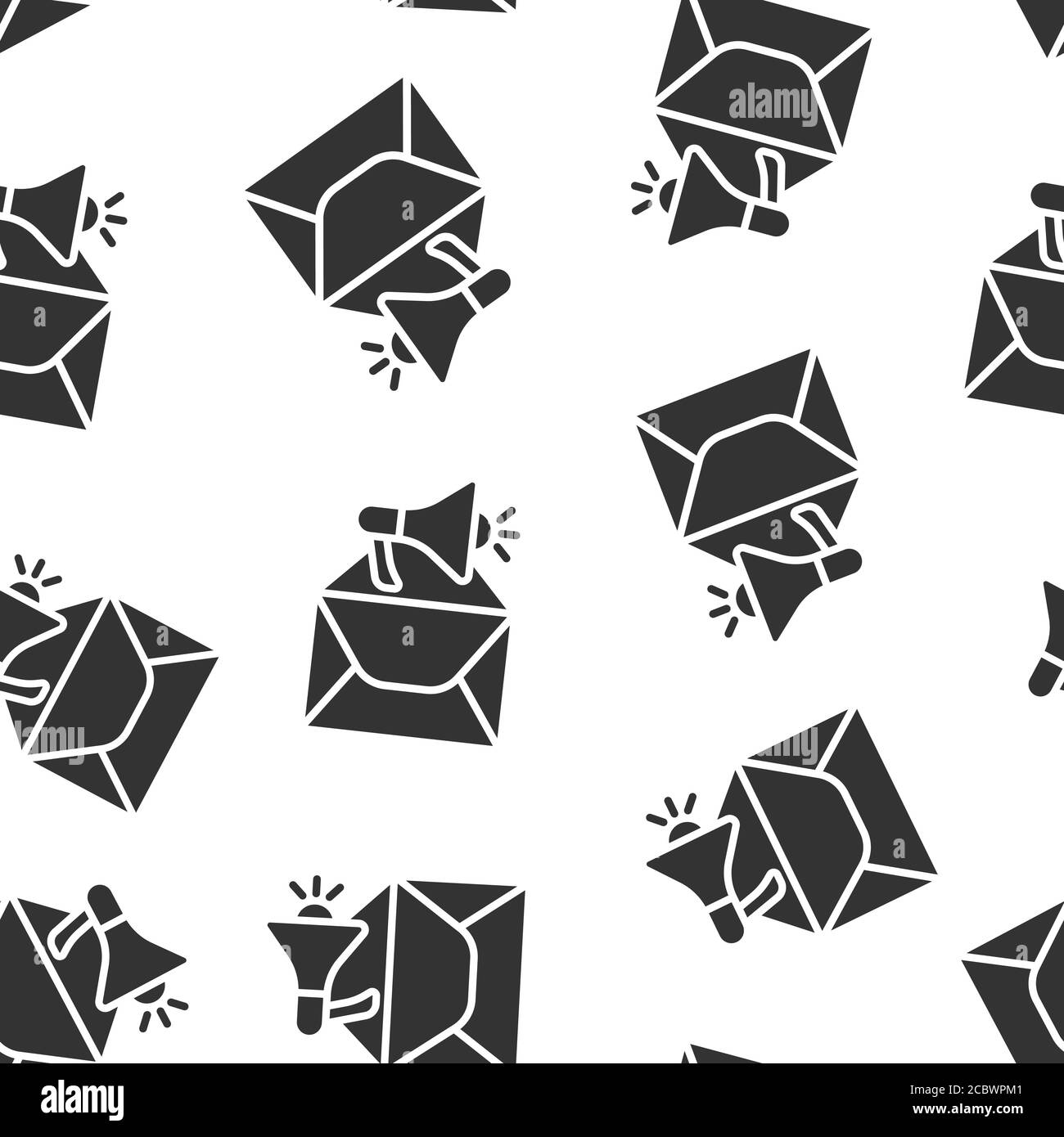 Envelope notification icon in flat style. Email with speaker vector ...