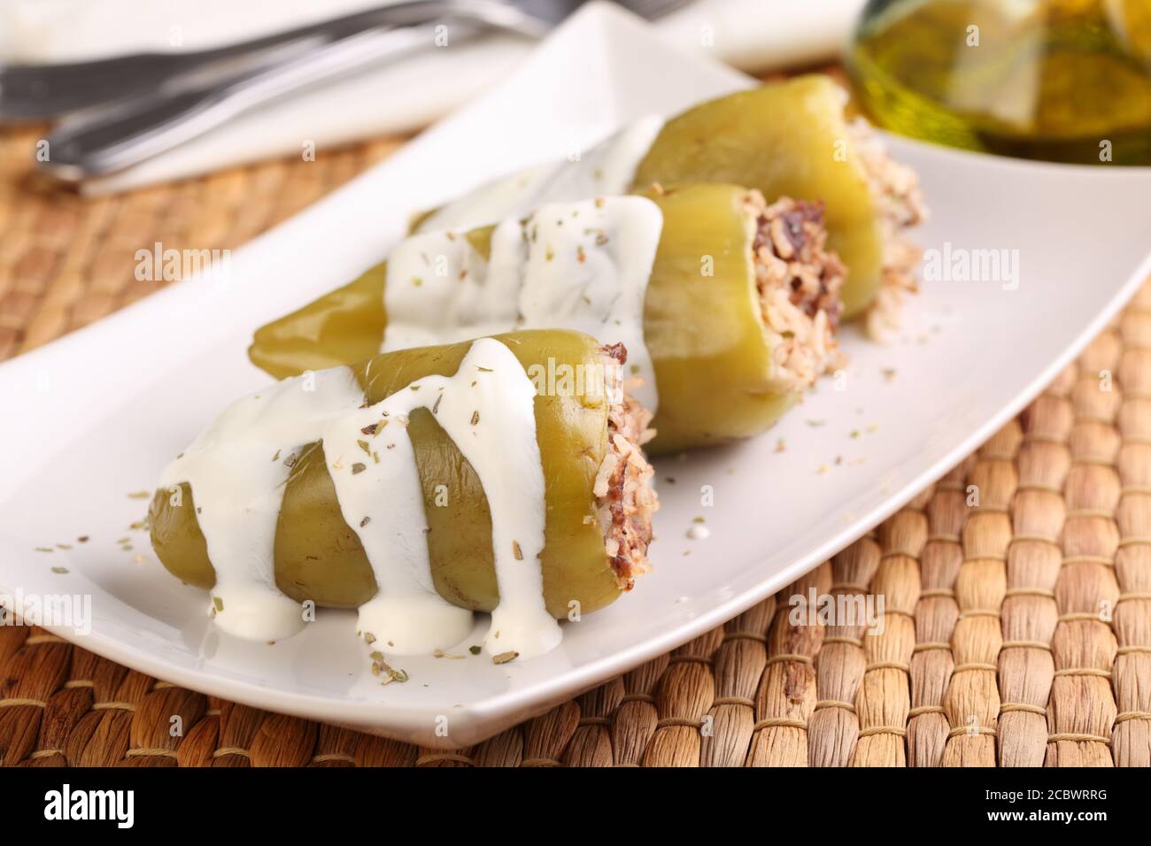 Turkish dish biber dolma, stuffed pepper Stock Photo - Alamy
