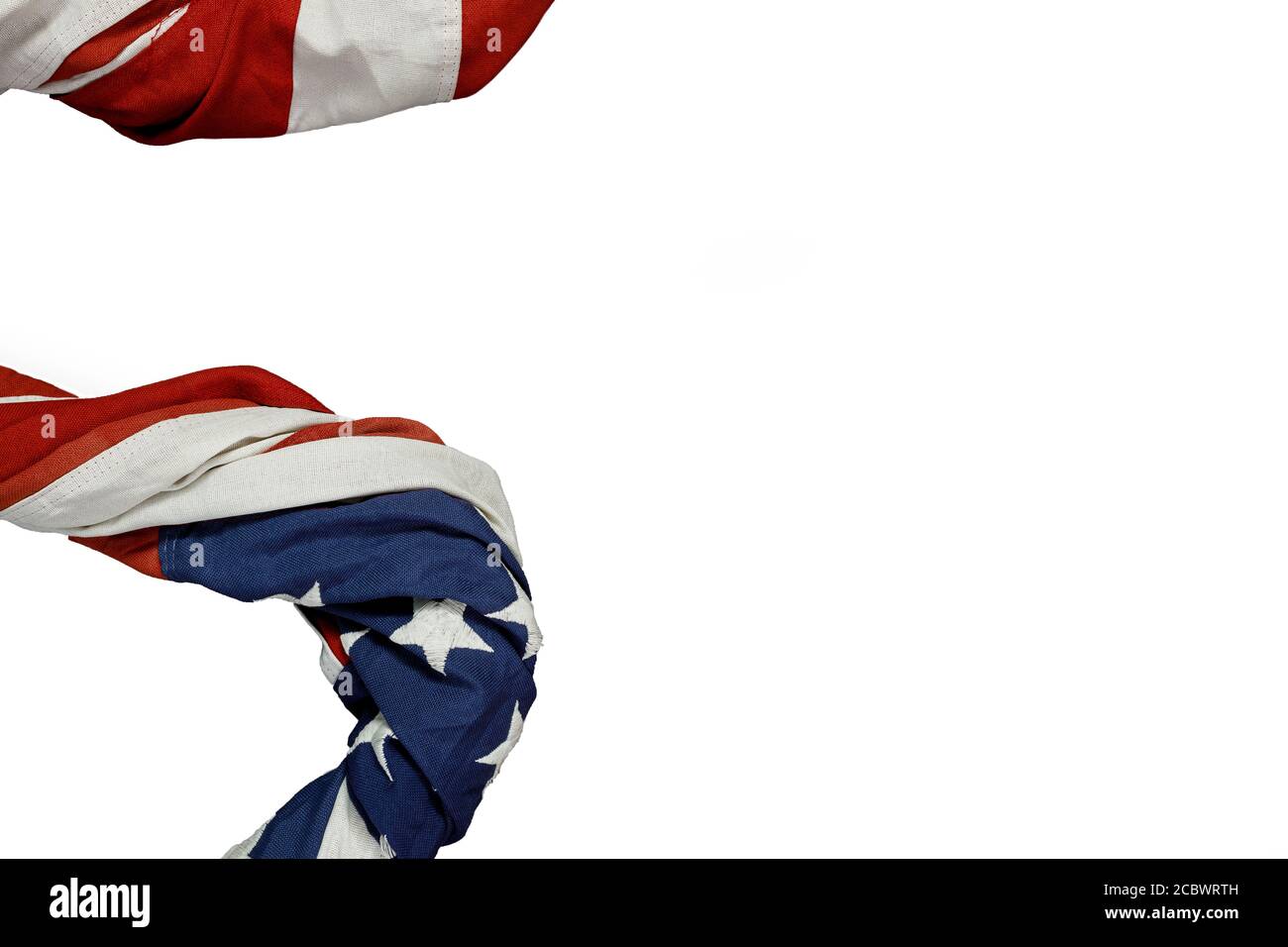 Close up of waving national usa american flag on white background with ...