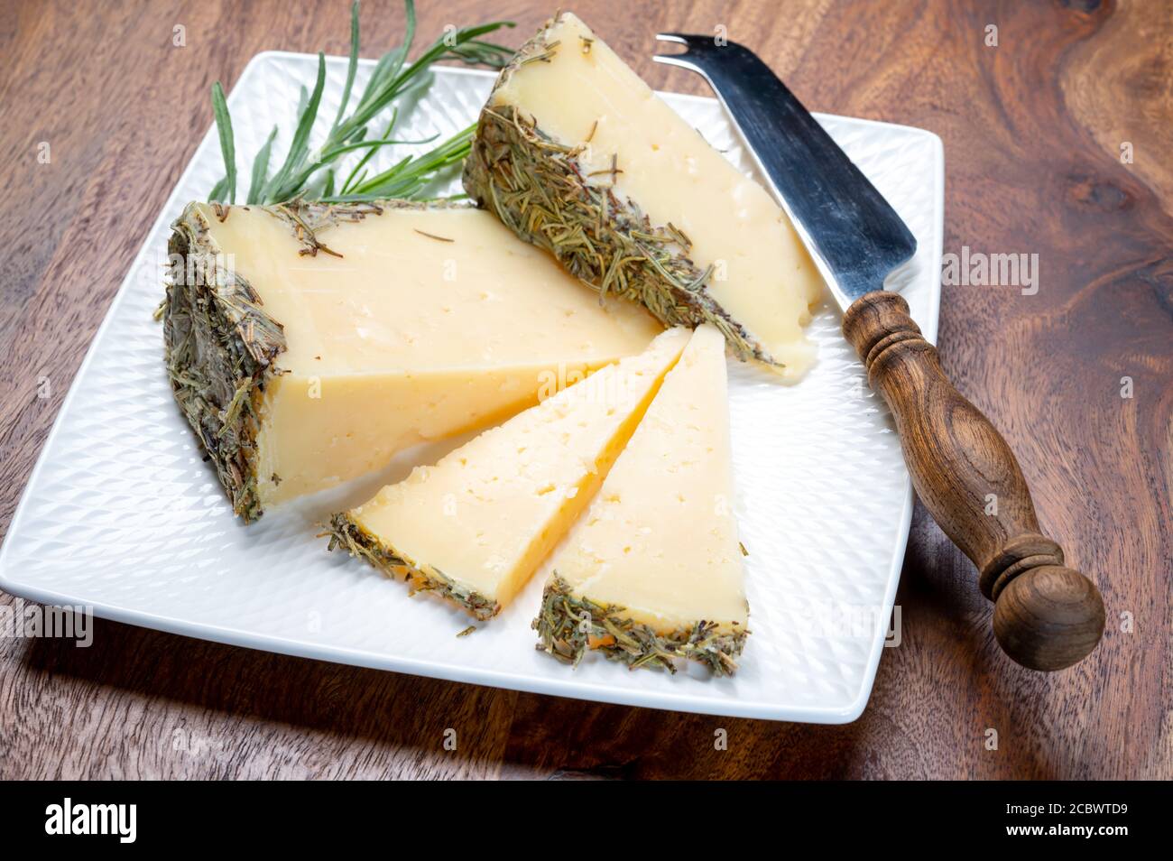 Spanish cheese collection, pieces of sheep hard cheese made with ...
