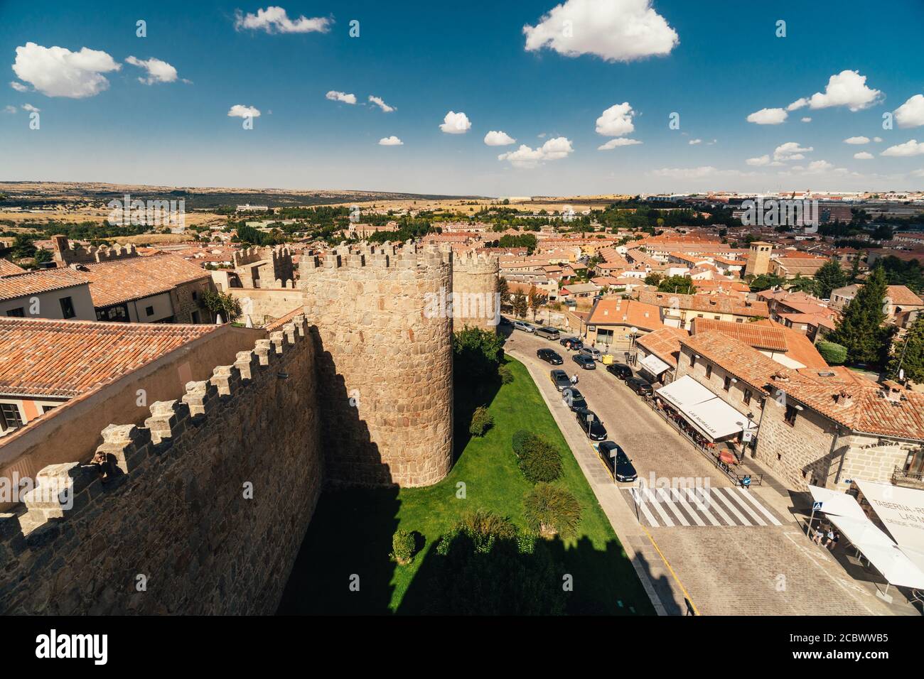 October 01, 2018: Avila, Castile and Leon, Spain. Medieval Avila Castle ...
