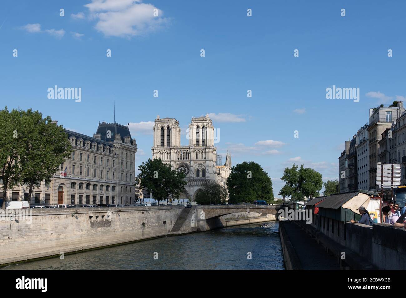 Rebuilding and saving of the roof of Notre-Dame after fire. Stone ...