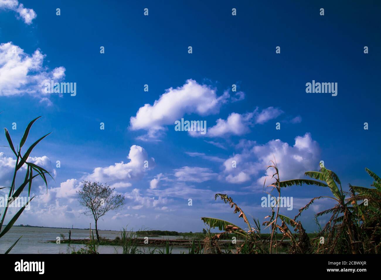 Blue sky background with clouds Stock Photo - Alamy
