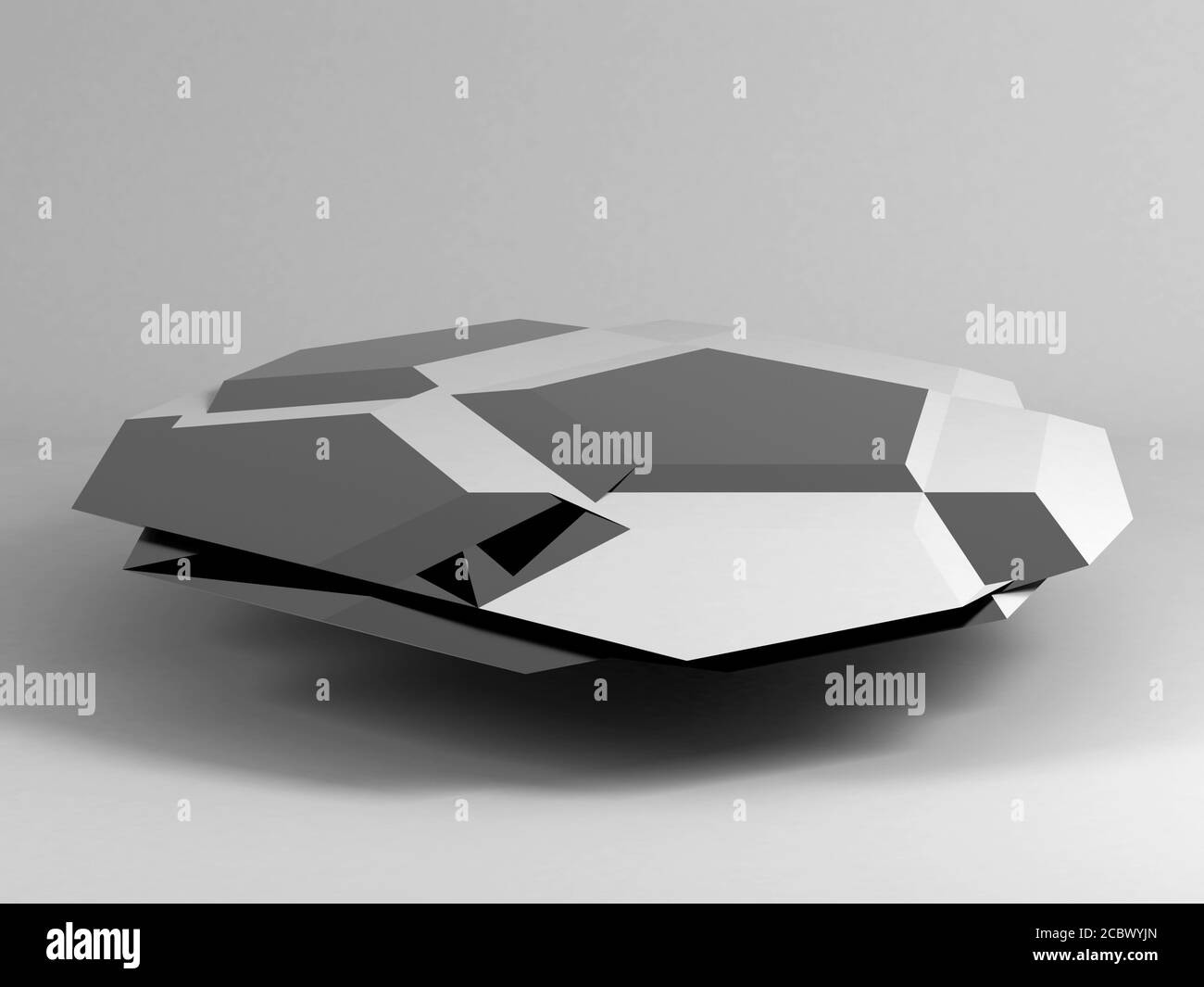 Abstract geometric object over light gray background with soft shadow ...