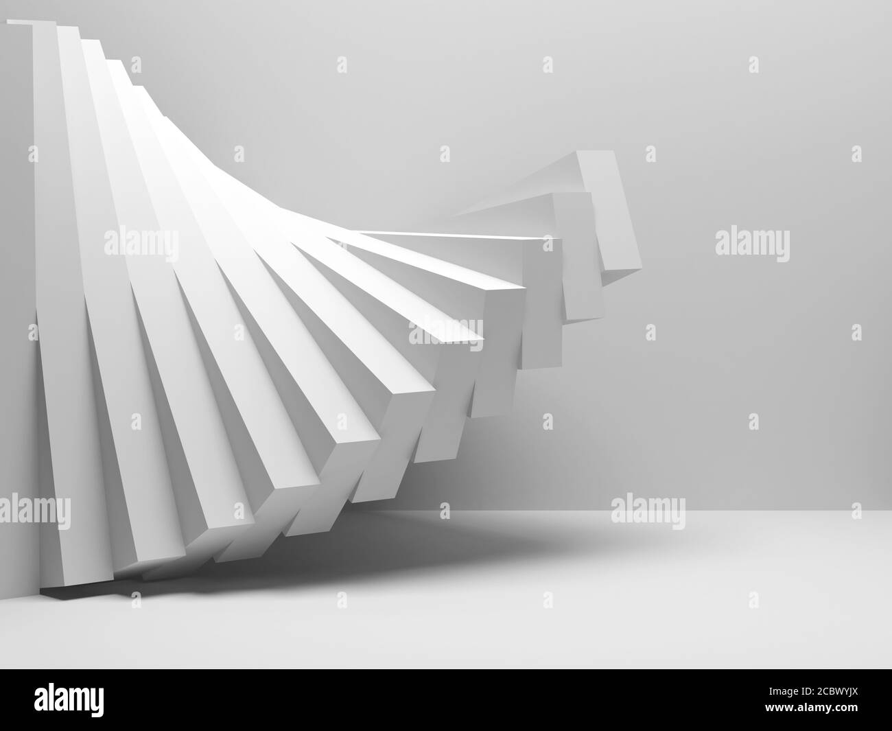 Abstract Parametric Geometric Architectural Installation Of Boxes In An Empty Room 3d Rendering