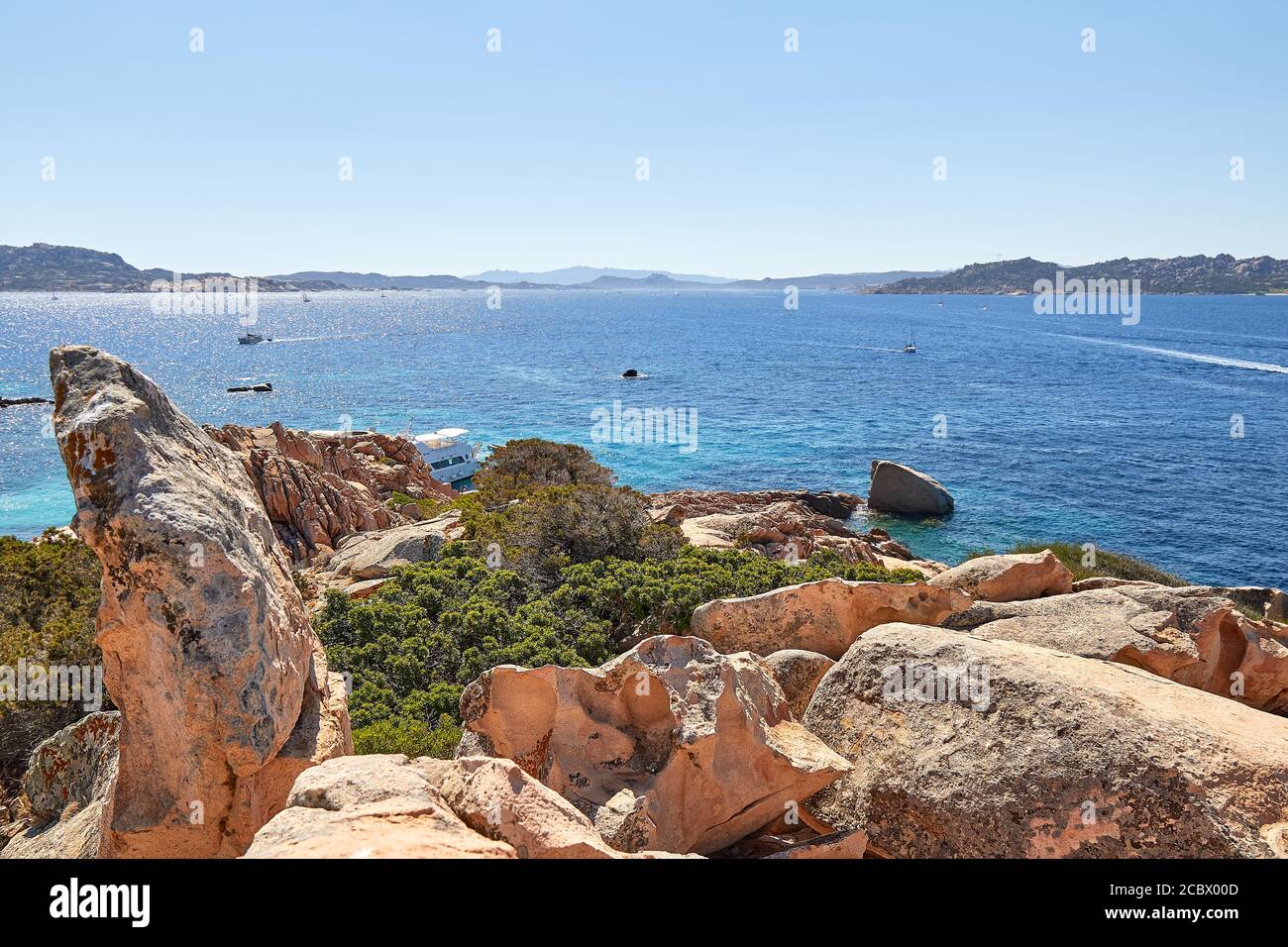 Isola Spargi island, view from top of the hill for cyan immaculate ...