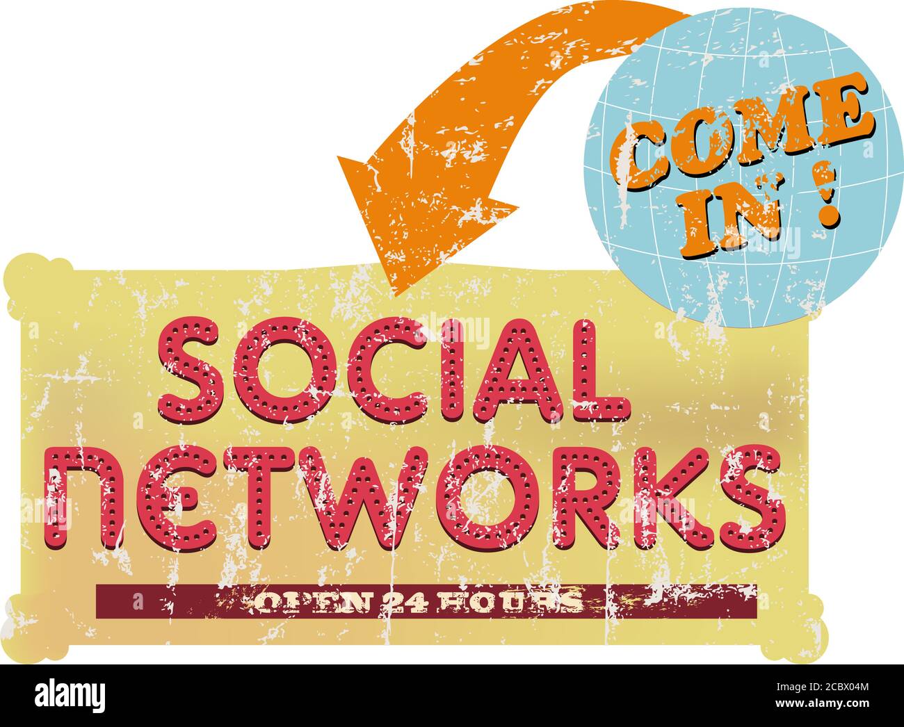 social media sign vector illustration, grungy style icon Stock Vector ...