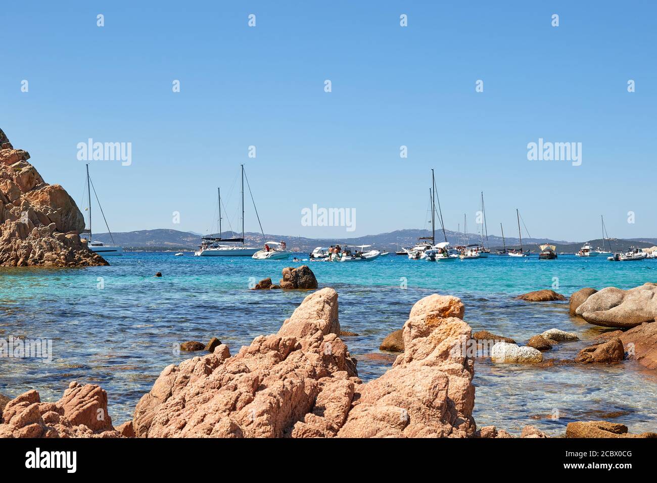 Tyrrhenian sea view of rocky shore of isola spargi island, Sardinia ...