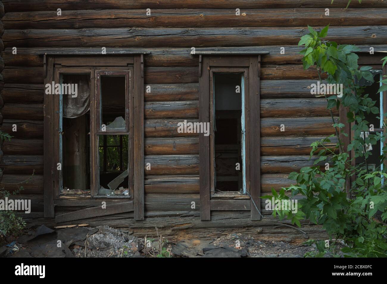 window of an old wooden house dust on the glass Stock Photo - Alamy
