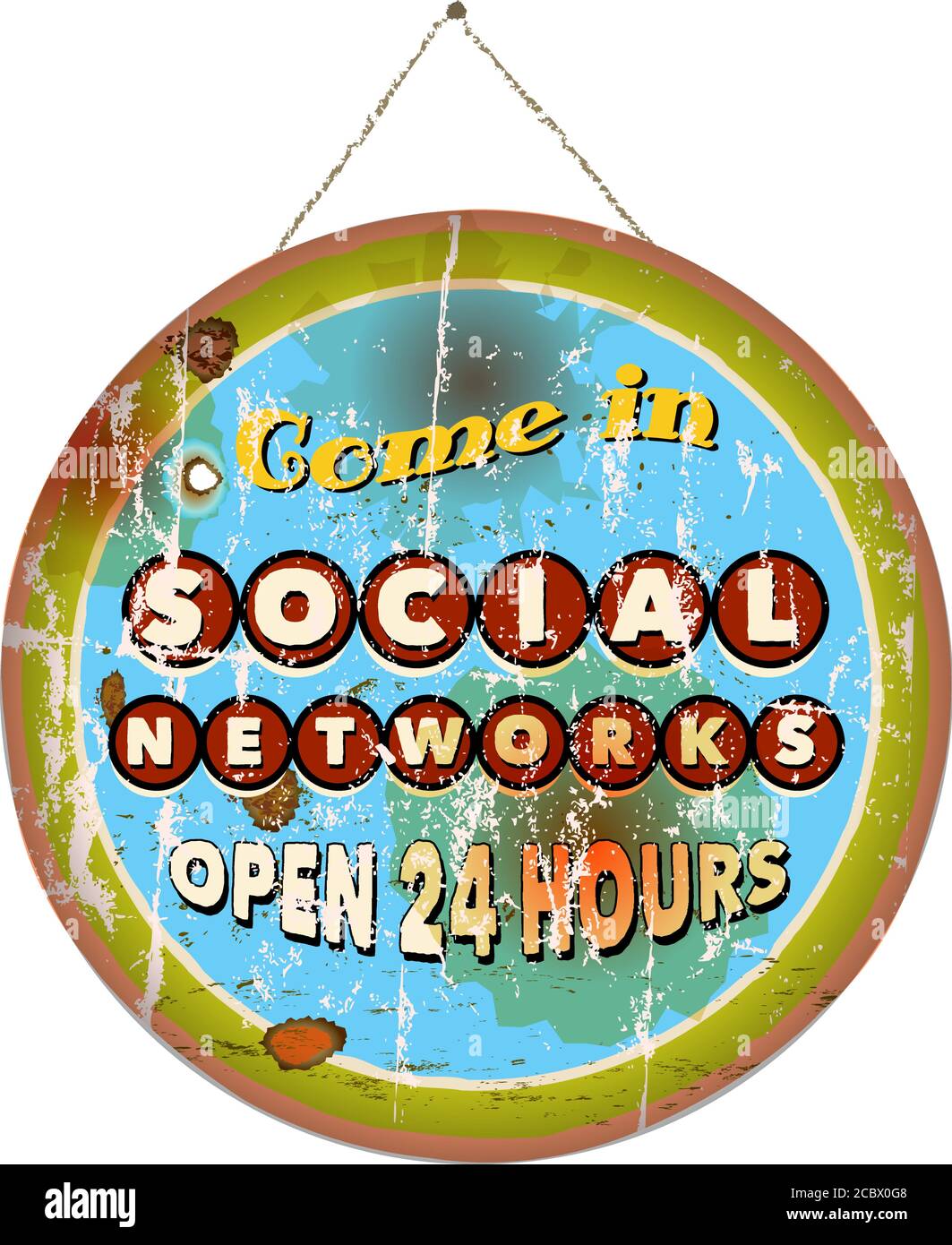 social media sign vector illustration, grungy style icon Stock Vector ...