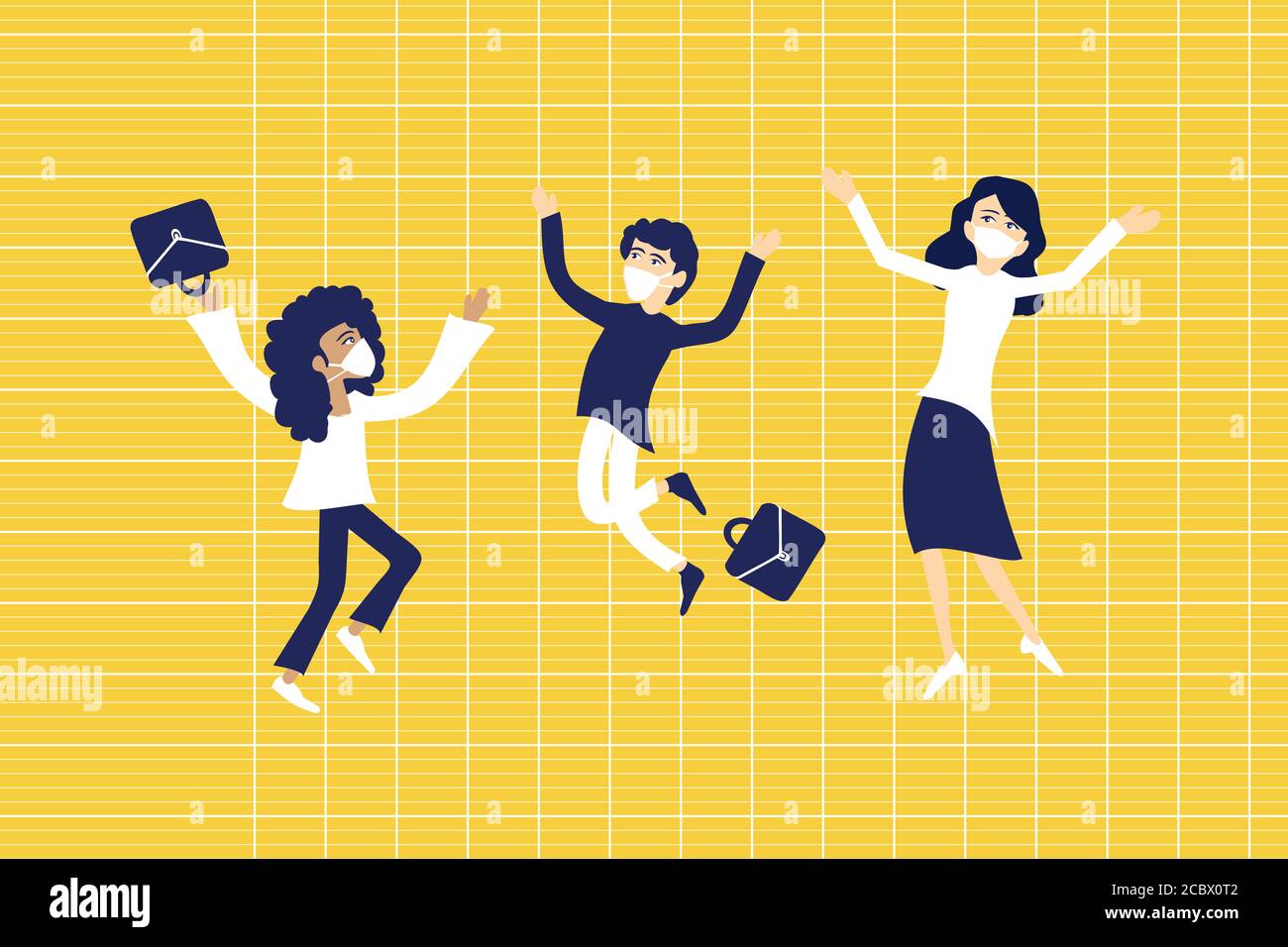 Students or schoolchildren jumping for joy with a teacher at the ...