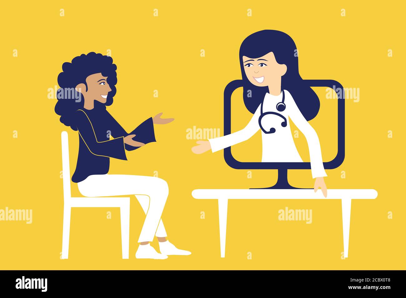 Illustration of telemedicine and teleconsultation, remote medical ...